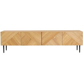 Miliboo Miliboo - TV-Design aus hellem Eichenholz und schwarzem Metall mit Gravur und 4 T&uuml;ren L180 cm archipel
