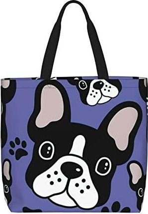 Generic Sac Fourre-Tout Bouledogue Fran&ccedil;ais Femmes Sac &Agrave; Bandouli&egrave;re De Grande Capacit&eacute; Lavables Sacs &Agrave; Main, Pour Voyage, Burea, Tous Les Jours, Shopping