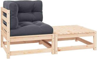 vidaXL Salon de jardin 2 pcs avec coussins Bois de pin massif
