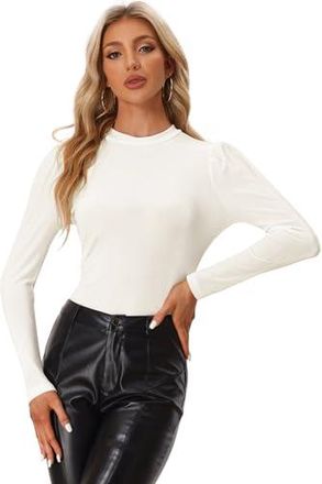 Allegra K Chemisiers en Velours pour Femme Costume Blanc XL