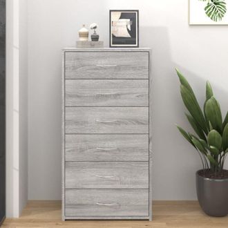 vidaXL Vidaxl - Buffet avec 6 tiroirs Sonoma gris 50x34x96 cm Bois ding&eacute;nierie