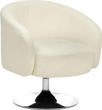 Atmosphera Fauteuil Pivotant En Velours Edith Blanc Atmosphera