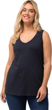 Ulla Popken Damen Feminines Top mit V-neck T-Shirt, marine, 62-64