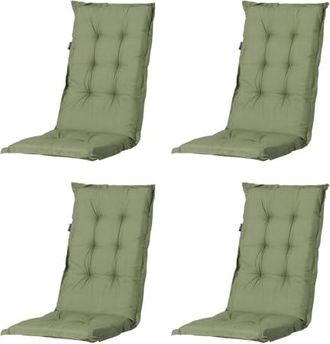 Madison New York Lot de 4 coussins de chaise &agrave; dossier haut, pour int&eacute;rieur/ext&eacute;rieur, confortables et &eacute;l&eacute;gants, pour chaises en bois, acier ou plastique, vert, PHOSA0