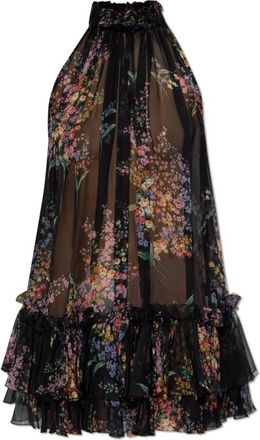 Dolce & Gabbana Femme, Robes, Noir, Taille: 34 FR Flower Bouquets-print Chiffon Dress