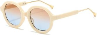 Generic Lunettes De Soleil Rondes &Agrave; Monture Fine For Hommes Et Femmes, Id&eacute;ales For Les Vacances En Plein Air La Conduite(Beige)