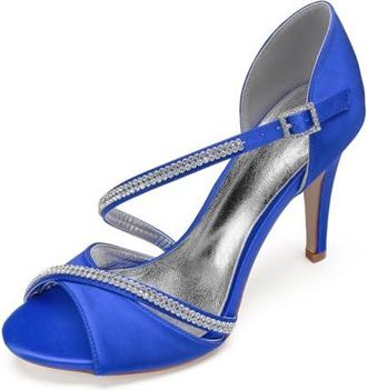 Generic Femmes Mode Bout Ouvert Chaussures De Mariée Sandales Stylet Eté Talon Mariage Soirée Chaussures Femmes 10.5Cm,Bleu,39 EU