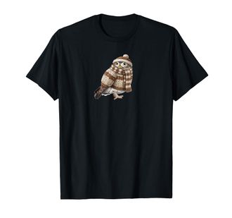 jz.birds Eule mit Strickm&uuml;tze Vogelfreund Singvogel Biologe Vogel T-Shirt