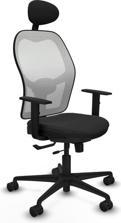 Piqueras y Crespo Schreibtischstuhl aus Netzstoff mit schwarzen Armlehnen, h&ouml;henverstellbare Lendenwirbelst&uuml;tze und festes Kopfteil, ausgestattet mit Syncro/Traslack un