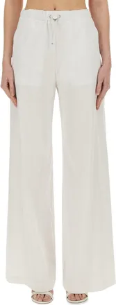 Moschino Wide Leg Cotton Trousers - White