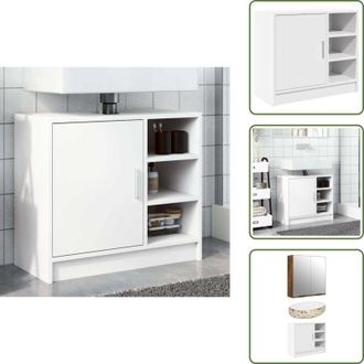 vidaXL The Living Store - Waschbeckenunterschrank Wei&szlig; 63x29x55 cm Holzwerkstoff - Waschtischunterschrank - Badezimmerm&ouml;bel - Holzwerkstoff - Wei&szlig;er Schrank