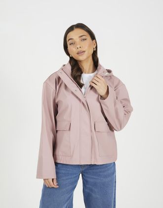 Brave Soul Trench court caoutchout&eacute; &agrave; capuche - Rose