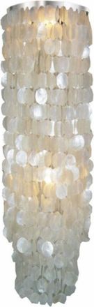 Guru Shop Deckenlampe/Deckenleuchte, Muschelleuchte aus Hunderten Capiz, Perlmutt Plättchen - Modell Samoa XL Chrome, 200x40x40 cm