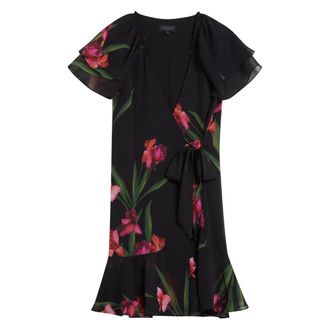 Ted Baker Schwarzes Minikleid Von Ted Baker Fascia Mit Engels&auml;rmeln Und Wickeloptik