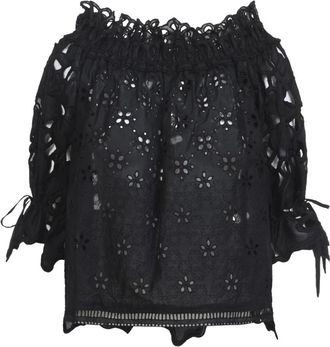 Ermanno Scervino Femme, Blouses et Chemises, Noir, Taille: 36 FR Life Cotton Blouse