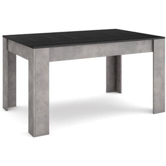 Skraut Home Skraut Home - Table &agrave; manger, Meuble Salle &agrave; Manger, 140x90x76 cm, Pour 6 personnes, Meubles de Salon, Style moderne, Noir et Gris Ciment