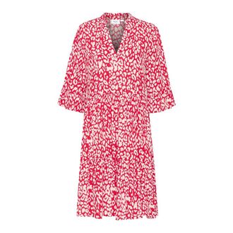Saint Tropez Crimson Leopard Kleid mit R&uuml;schen-Details - - Dresses - Damen - Rosa - XS