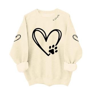 Generic Sweat-shirt imprim&eacute; Saint-Valentin 2026 &agrave; manches longues et col rond d&eacute;contract&eacute; en polaire douce et confortable pour un usage quotidien et les activ