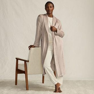 Lands End Morgenmantel aus Samt, Damen, Größe:52-54 plus, Pink, Polyester/Polyester-Mischung, by Lands End