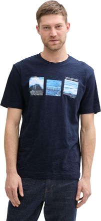 Tom Tailor T-Shirt mit Logo-Badge, Sky Captain Blue, XXXL