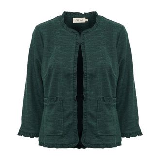Cream Gr&uuml;ner Cardigan mit R&uuml;schenkanten - - Knitwear - Damen - Gr&uuml;n - XS