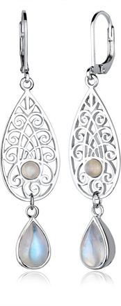 Elli Ohrringe Damen Ornament Orientalisch Tropfen mit Mondstein in 925 Sterling Silber