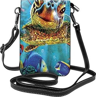 IUBBKI Porte-monnaie coloré de téléphone portable de tortue de mer - Petit portefeuille en cuir à bandoulière pour femmes Sac à bandoulière Sac de transport 
