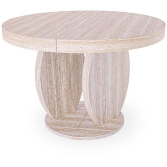 Menzzo Table ovale extensible L110-260cm Icarios avec pieds design Effet travertin Beige