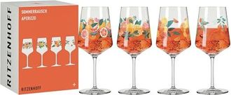 Ritzenhoff 6051005 Aperizzo-Glas - 4er-Set 500 ml - Serie Sommerrausch - Aperitif-Gläser, Motiv orange - Made in Germany