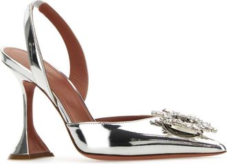 Amina Muaddi Mirrorsilverwhitecrystals Scarpe Con Tacco High Heel Shoes