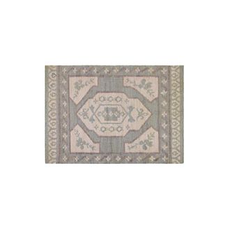 Loberon Teppich Raneema - Sch&ouml;nes Ornamentmuster - Dezenter Vintage-Charakter - Aufwendig Gewebt - 140x200 cm - Wohntextilien - Baumwolle - Jute, gr&uuml;n/Creme