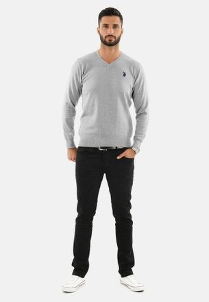 U.S.Polo Association V-Ausschnitt-Pullover Longsleeve USPhil - Herren V-Neck Classic Fit mit Logo-Stickerei Angenehme Baumwollmischung, weiches Material und sportiver Look