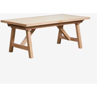 Sklum Rechteckiger Esstisch 200-260-320x100 cm ausziehbar aus Akazienholz Dubai Beige Tapioca