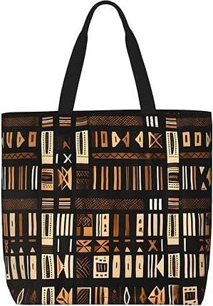 Generic Tissu De Boue Africain Tribal Sac Fourre Tout Grand Tote Bag Pliable Sac Cabas Pour Travail Shopping Quotidienne