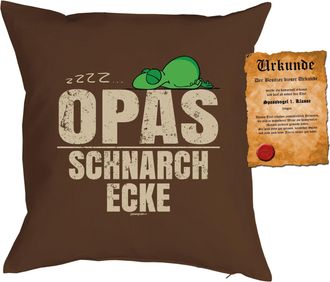 Träumeland trag-das Geschenk Opa Kissen mit Füllung - Sofakissen mit Motiv:Opas Schnarchecke Geburtstag Weihnachten