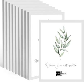 Bildershop-24 10x Kunststoffrahmen modern Bilderrahmen Fotorahmen gradlinig Weiß 21 X 30 cm (DIN A4)