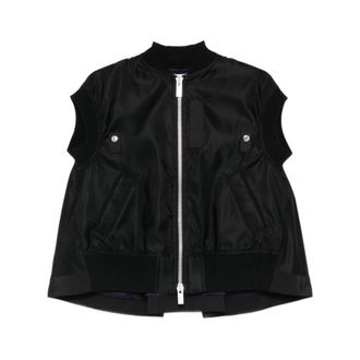 sacai Zip-Up Gilet - - Jackets - Damen - Schwarzk - L