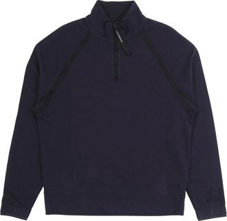 C.P. Company C.p. Company, Homme, Sweatshirts et sweats &agrave; capuche, Bleu, Taille: M SweaT-shirt L&eacute;ger Molletonn&eacute; &agrave; Demi-Fermeture &Eacute;clair