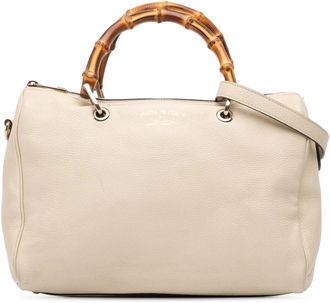 Gucci Hobo Bags - Medium Calfskin Bamboo Shopper Boston Bag - Gr. unisize - in Wei&szlig; - f&uuml;r Damen