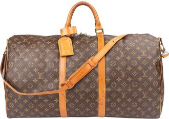 Louis Vuitton Crossbody Bags - Louis Vuitton Canvas Monogram Keepall 60 Bandoulie - Gr. unisize - in Braun - für Damen