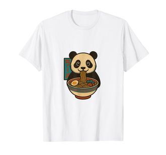 Hello Kitty Panda Ramen Kawaii Illustration Japanische Nudel Anime Stil T-Shirt