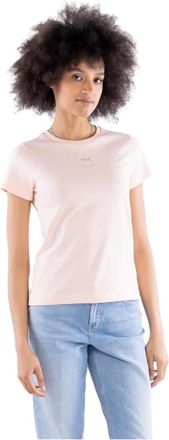 Pinko Pinko, Femme, Tops, Rose, Taille: 36 FR T-shirt Love Birds Brod&eacute;