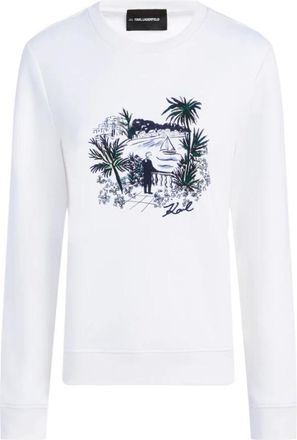 Karl Lagerfeld Femme, Sweatshirts et sweats &agrave; capuche, Blanc, Taille: 42 FR Felpa Natural Dibujo Villa