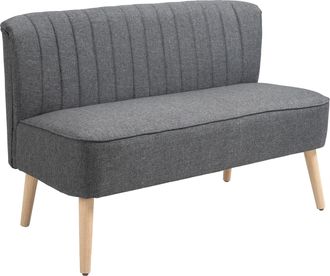 HOMCOM Sofa 2 Sitzer Couch, Kleine Loveseat mit Leinen-Optik Modern Polstersofa für Wohnzimmer, Schlafzimmer, kleinen Raum, Dunkelgrau 117 x 56,5 x 77 cm