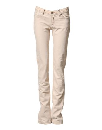 Dolce & Gabbana Womens Low Waist Cotton Denim Jeans Beige Elastane