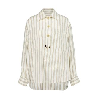 Zimmermann Gold gestreiftes Leinenhemd - - Blouses & Shirts - Damen - Beige - S