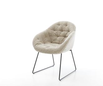 DELIFE Esszimmerstuhl Gaio-Flex Webstoff Soft Beige Kufengestell Schwarz, Esszimmerst&uuml;hle