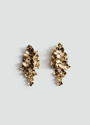 Mango Boucles doreilles pendantes fleurs or - Femme - Taille unique - MANGO