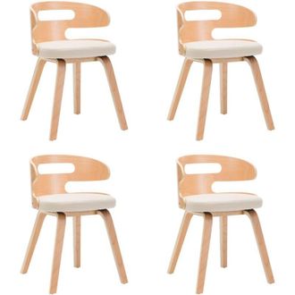 vidaXL Esszimmerst&uuml;hle 4 Stk. Creme Bugholz und Kunstleder vidaXL