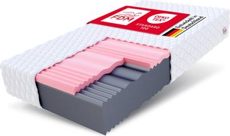 FDM Matratze 120x200 cm Härtegrad H3 H4 Höhe 24 cm Kaltschaummatratze HR-Schaum Visco-Schaum 7 Komfortzonen mit Hypoallergenem Waschbarem Jersey Bezug Oek